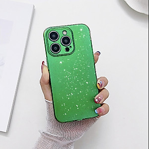 YUMUPIFE Compatible with iPhone 13 Pro Max Case,Cute Glitter Bling for Women Girls Silicone Non-Slip Shockproof Soft TPU Phone Case,for iPhone 13 Pro Max 6.7 inch(Malachite Green)