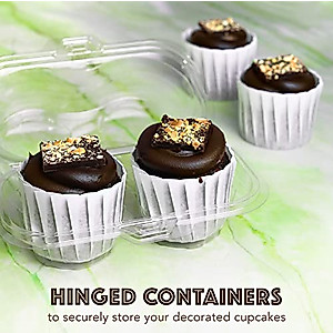 Green Direct 2 Compartment Disposable Cupcake Containers | Clear Cupcake Boxes Airtight | Stackable Cupcake Holders With Lid | Cupcake Plastic Containers Dome Cupcake Carrier BPA Free (50)