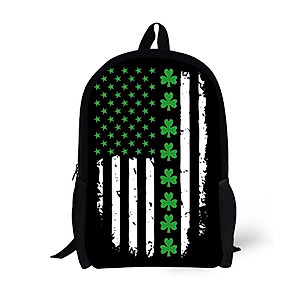 Nakgn St Patrick's Day Irish American Flag Print Kids School Backpack for Elementary Girl Boy