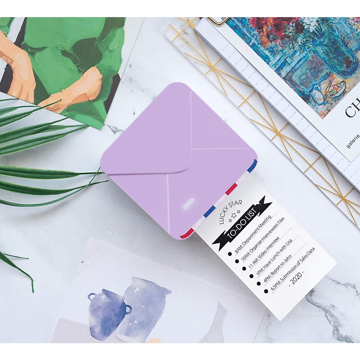 Phomemo M02s Mini Bluetooth Thermal Pocket Printer (Purple) with 3 Rolls Adhesive White/Gold/Silver Glitter Sticker Paper, Compatible with iOS + Android for Plan Journal, Study Notes, DIY, Work, Gift