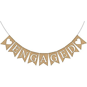 Engaged Burlap Banner Rustic Engagement Party Decorations Bunting Garland