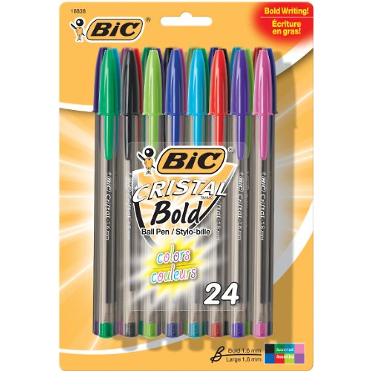 BIC Cristal Bold Ball Pen 24pk Assorted