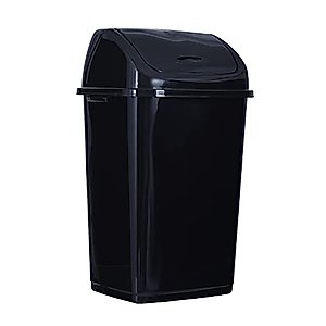 Superio Trash Can 13 Gallon Swing Lid 50 Liter, Black