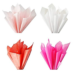 JOYIN 8 Pcs Valentines Day Gift Bags with Filling Paper in 4 Designs for Kids Party Favor Supplies Paper Wrapping Kraft Bags with Colorful Heart shaped Design