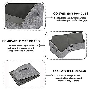 Morezi Linen-Cotton Blend Dog Toy Basket and Dog Toy Box, Dog Toy Basket Storage - Perfect for organizing pet Toys, Blankets, leashes, chew Toys - Snow Grey - Dog