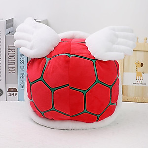 RGVV Koopa Paratroopa Backpack with White Wings Turtle Shell Red Soft Stuffed Cartoon Plush Toys 12“ (Red Troopa)