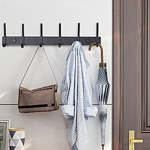 Coat Rack Wall Mounted with 6 Hooks,2 Pack Stainless Steel Coat Hooks for Hanging Coats,Heavy Duty Wall Hooks for Kitchen,Balcony, Bathroom,Living Room,and More
