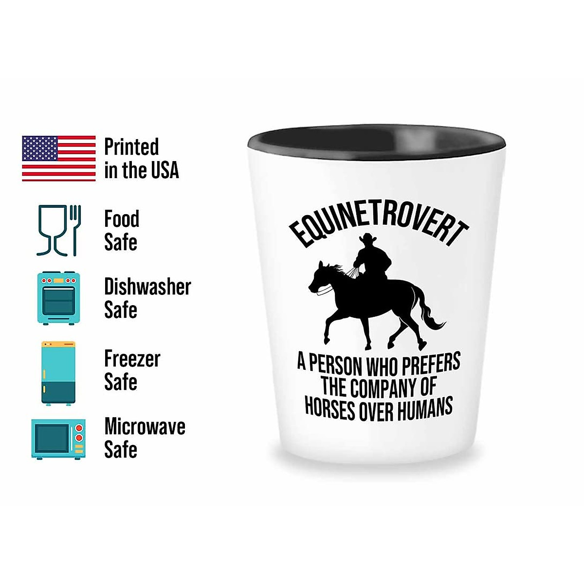 Flairy Land Equestrian Shot Glass 1.5oz - Equinetrovert - Horse Gifts for Women Cowgirl Horse Riding Horseback Rider Equestrian Horsewoman Horseman
