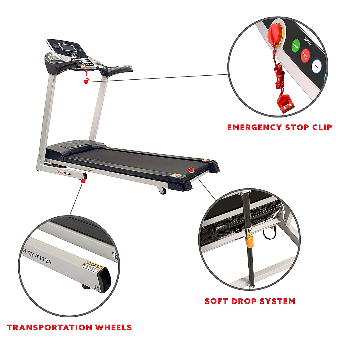 Sunny Health & Fitness Energy Flex Electric Treadmill with Bluetooth Connectivity, Automatic Incline, Speakers and 16 Preloaded Programs - SF-T7724, Gray