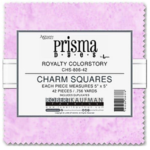 5" Charm Pack - Artisan Batiks Prisma Dyes Royalty Colorstory by Lunn Studios for Robert Kaufman Purples Blues Teals Squares Fabric Bundle Quilter's Cotton Fabric Precuts (CHS-806-42) M532.32