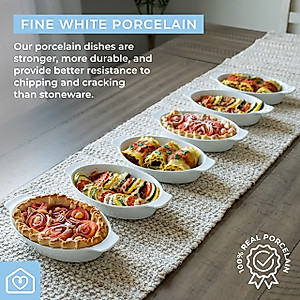 Heartland Home Porcelain Mini Casserole Dish Oval (6pc Set). Cauliflower Au Gratin Baking Dish, Banana Split Bowls, Single Serving, Small Individual