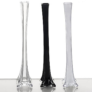 TABLECLOTHSFACTORY 16" Eiffel Tower Wedding Glass Vases-12 PCS-Black