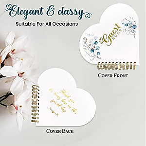 3 PCS Unique Heart Shape Wedding Guest Book, Guest Book Includes Metal Pen with Acrylic Pen Holder, Wedding Guest Book Alternative has 124 Pages, Guest Book Wedding Reception has a hardcover (Heart)