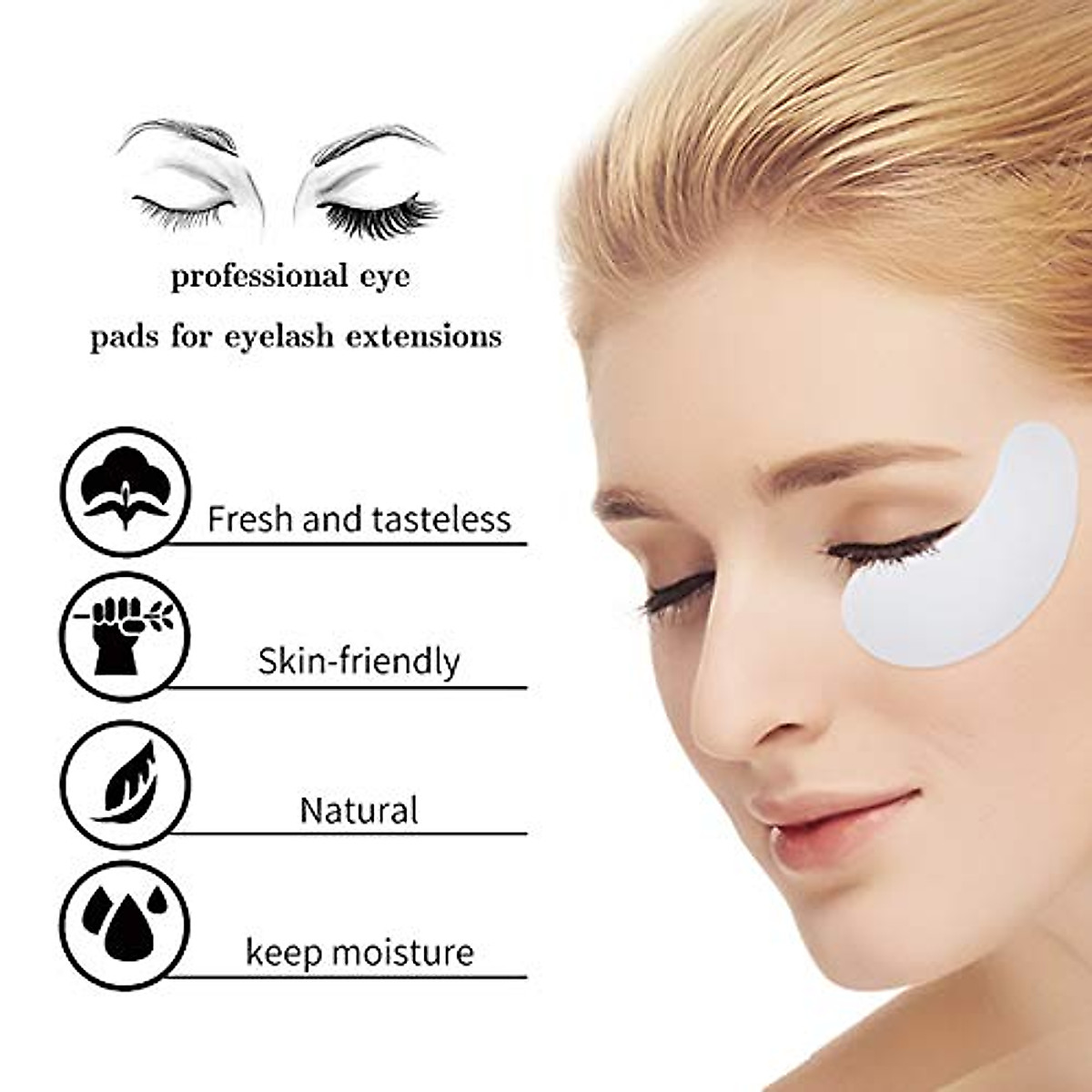 LANKIZ Eye Pads for Lash Extensions Under Eye Gel Pads for Eyelash Extensions Lint Free Hydrogel Eye Patches Eyelash Extension Supplies 100 pairs