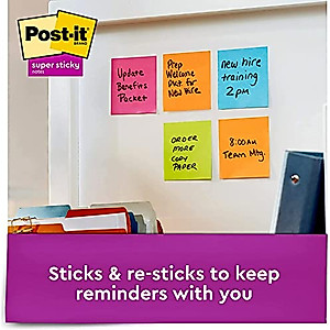 Post-it Super Sticky Pop-upNotes, 3x3 in, 6 Pads, 2x the Sticking Power, Energy Boost Collection, Bright Colors (Orange, Pink, Blue, Green),Recyclable (R330-6SSUC)
