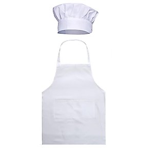 GOESUP Chef Apron Hat Set Adjustable Apron with Butcher Hat Baker Costume for Men and Women