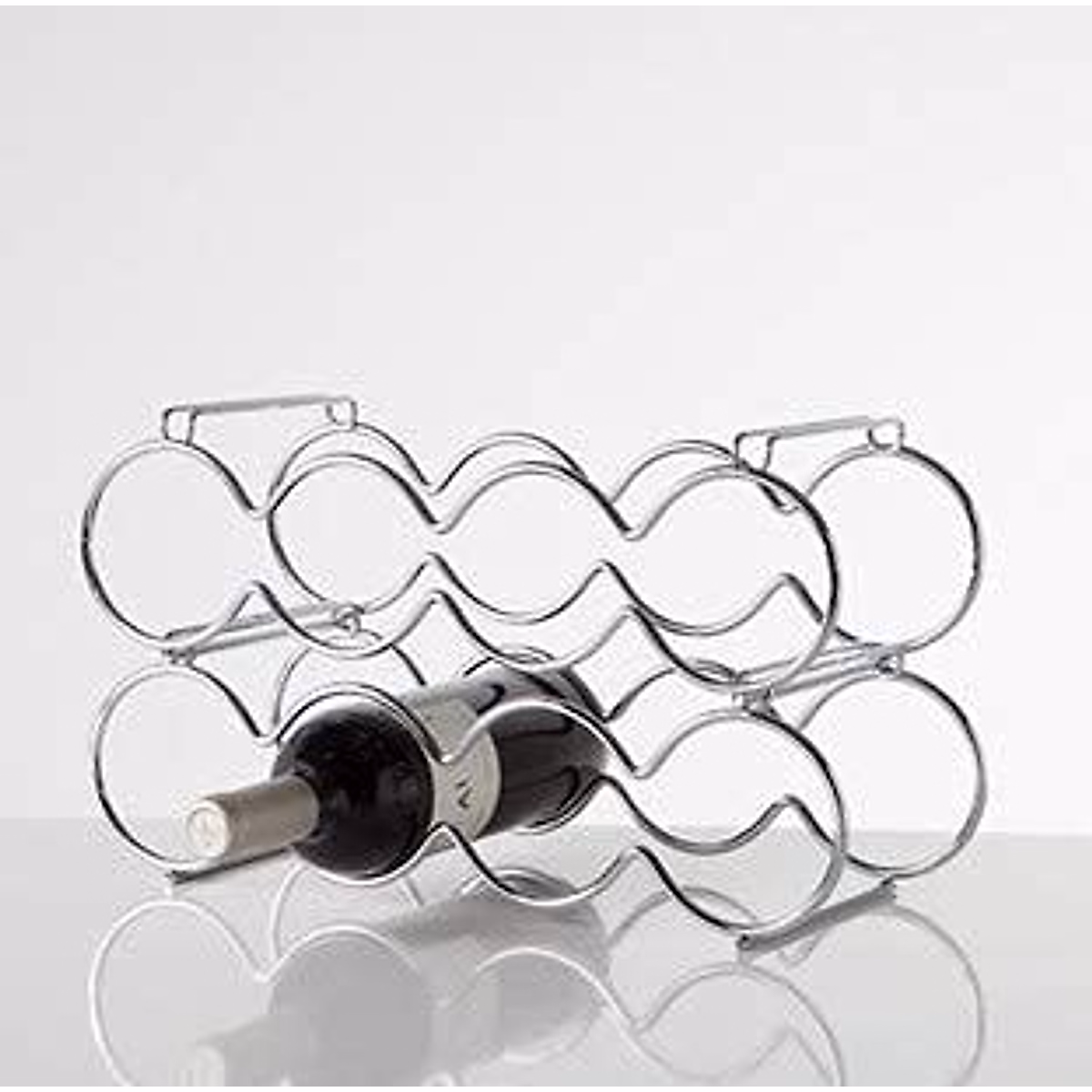 Dependable Stackable Table Top Wine Rack Holds 4 Wine Bottles Silver Chrome