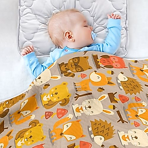 Coikll Cute Fox Bird Rabbit Deer Squirrel Baby Blanket Cotton Cozy Throw Blanket Warm Nursery Swaddle Receiving Toddler Blankets 30" x 40