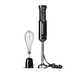 nutribullet Immersion Blender, Handheld Blender, Stainless Steel Blending Arm & Whisk Attachment, For Smoothies, Soups & Dips, 350 Watt, Charcoal Black, NBI50100