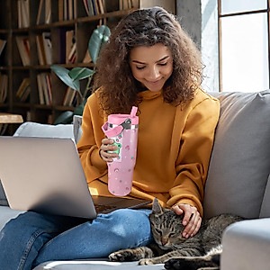 Unyopsa Frog Tumbler with Lid and Straw 30oz Flip Straw Mushroom Tumbler Glass Insulated Cute Frog Travel Mug with Handle Frog Gifts for Women