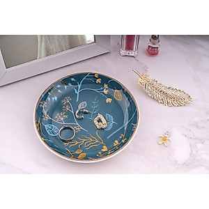 Goporcelain Jewelry Ring Dish Tray Boho Ceramic Decorative Trinket Dish Organizer for Rings Earrings Necklaces Bracelet Watch Keys Plate Small Round Ring Holder Gift for Women Engagement