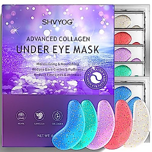 SHVYOG Under Eye Patches, Under Eye Mask for Dark Circles and Puffiness, Eye Gel Pads for Puffy Eyes, Anti Aging Eye Bags Treatment for Women, Pearl, Green Tea, Camellia, Marine Collagen, Lavender