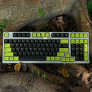 mintcaps Doubleshot Keycaps Green Black Keycaps 121 Keys Cherry Profile Custom Keycaps Set for Cherry MX Gateron Switches Mechanical Keyboards