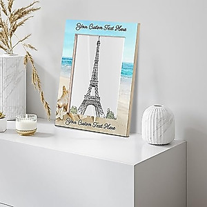 Mardesigns Personalized 8x10 Summer Beach Picture Frame, Wall Mount or Table Top Photo Frame, Starfish Seashells Wood Customized Frame Fits 8x10 or 6x8 Picture with Custom Text