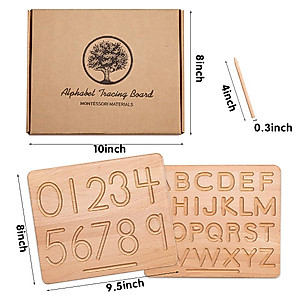 JETM·HH My First Learn to Write Wooden Number Tracing Board Preschool Handwriting Practice for Kids Age 3 4 5 Double-Sided Learning to Write ABC Educational Toy Game Fine Motor Montessori Gift