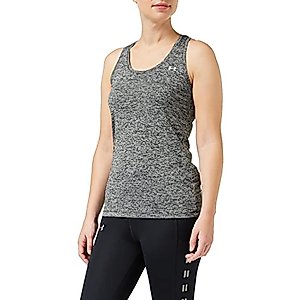 Under Armour Women's Tech Twist Tank Top , Black (001)/Metallic Silver , 3X