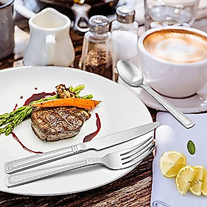 LIANYU 45 Pieces Heavy Duty Silverware Set with Serving Utensils, Fancy Stainless Steel Flatware Set for 8, Modern Cutlery Set Thick Eating Utensils for Wedding Entertaining, Dishwasher Safe