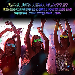 TOODOO 4 pcs Shutter Flashing Sunglasses Light up Glasses LED Neon Rave Glasses Glow in The Dark(Fresh Color)