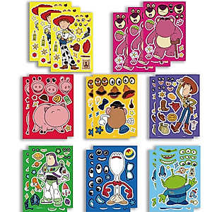 Toy Themed Story Stickers for Kids -18 Sheets Toy Inspiration Story Stickers for Party Decoration Party Supplies Birthday Gift Laptop Luggage Notebook Stickers