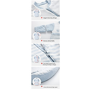 CYUURO Baby Sleeping Bag Sleeves Detachable Kids Wearable Blanket Toddlers Thick Cold Weather，Blue 60-68℉