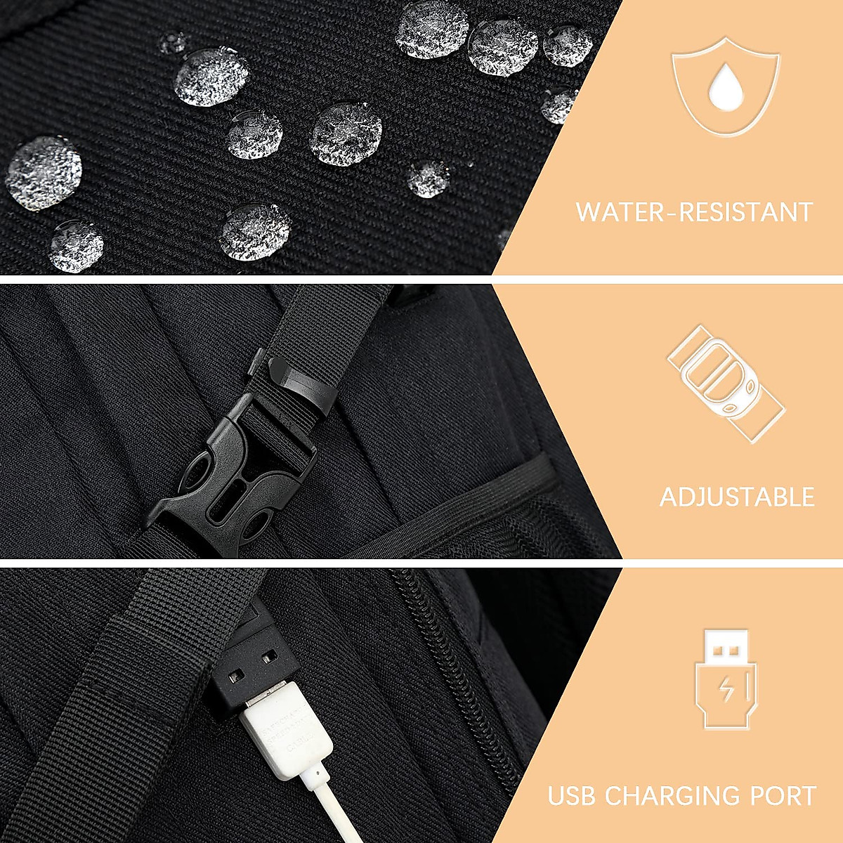 Abshoo Classical Laptop Travel Backpack for Women Men College School Bookbag With USB Charging Port (Black)