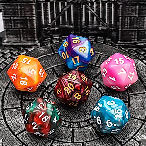 QMay DND Dice Sets - 6 X 7 Polyhedral Dice (42pcs) with 6 Drawstring Bags for Dungeons and Dragons, RPG, MTG,Role Playing Table Game