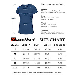 MAGCOMSEN Running Tops for Women Dry Fit Shirts Short Sleeve T-Shirts UPF 50+ Sun Protection Clothing Teal Shirts Cool Tee Shirts Blue Grey,L