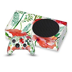 Head Case Designs Officially Licensed Ninola Red Flower Art Mix Matte Vinyl Sticker Gaming Skin Decal Cover Compatible with Xbox Series S Console and Controller Bundle