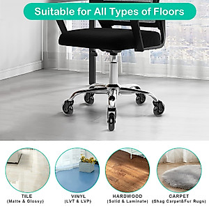 Hirate 3" Office Chair Casters Wheel with 3/8"-16UNC Threaded Stem Durable Gaming Chairs Casters Replacement Safe for Hardwood Tile Floors, Set of 5 with Screw Inserts