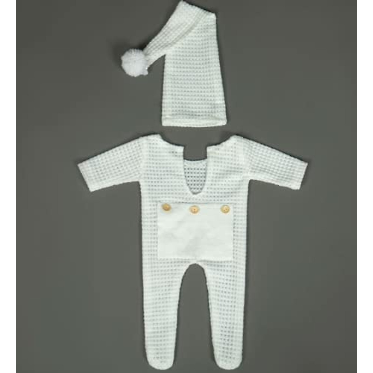 Fashion Newborn Boys Girls Baby Photo Shoot Props Outfits Crochet Clothes Long Tail Hat Pants Photography Props (milk white)