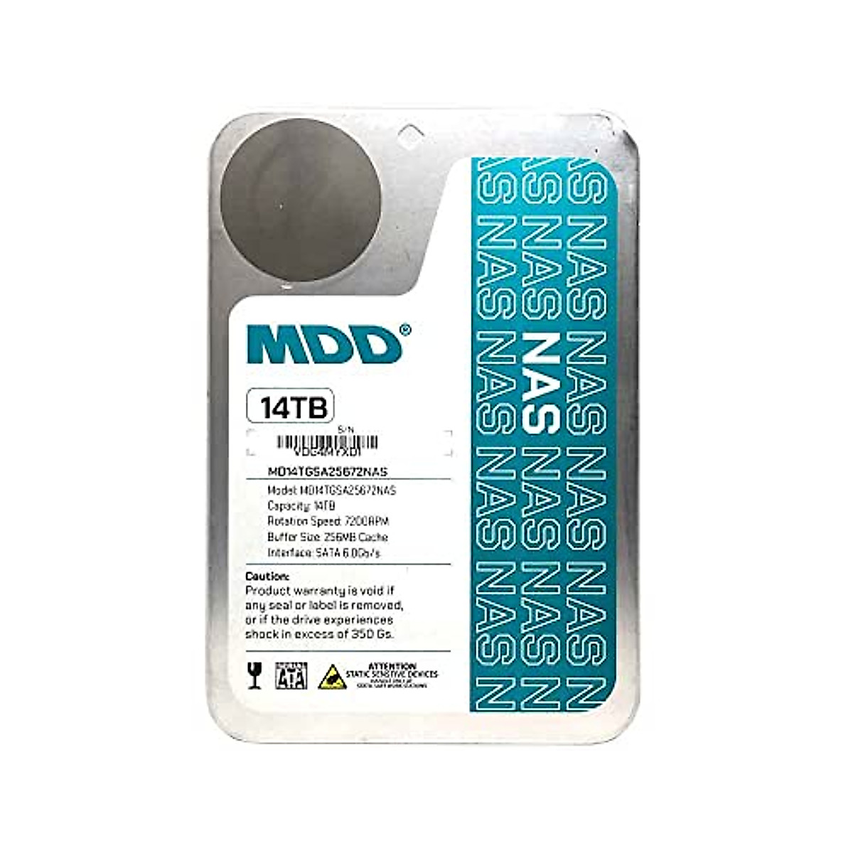 MDD (MD14TSATA25672NAS) 14TB 7200 RPM 256MB Cache SATA 6.0Gb/s 3.5" Internal NAS Hard Drive - 5 Years Warranty (Renewed)