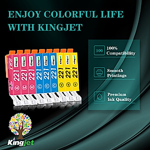 Kingjet Compatible Ink Cartridge Replacement for Canon 221 CLI-221 Work with Pixma IP3600 IP4600 IP4700 MX860 MX870 MP560 MP620 MP620B MP640 MP980 MP990, 9 Pack, (CLI221 Ink: 3C 3M 3Y)