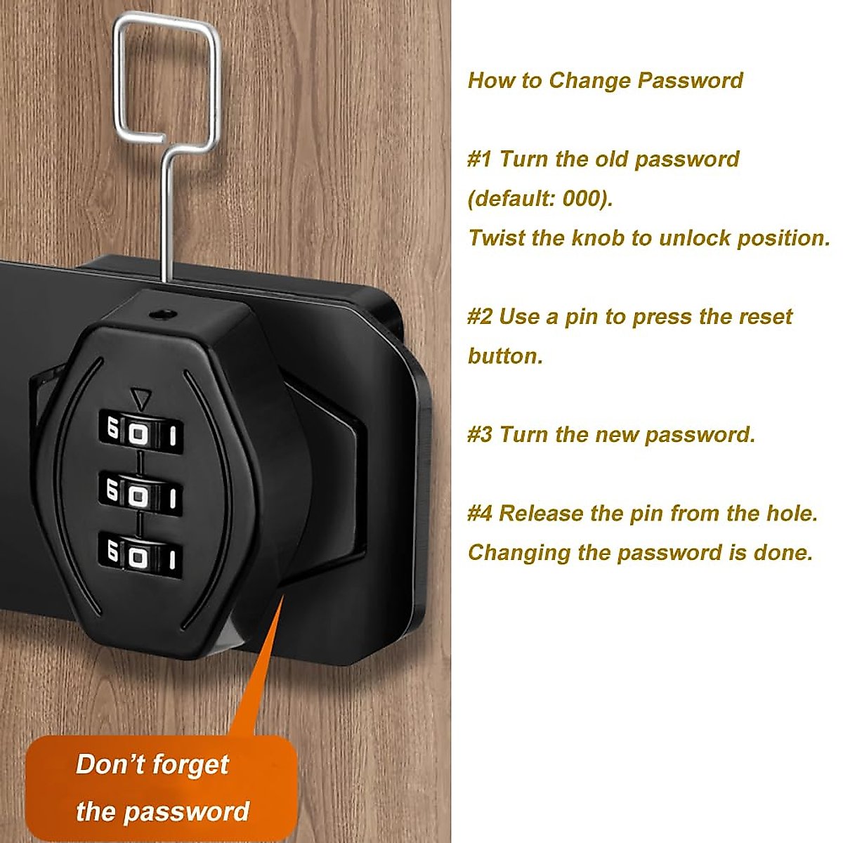 ETEKJOY Cabinet Lock Keyless 3-Digit Password Combination Code Hasp Latch Lock Twist Knob Wooden Drawer Cupboard (Black, 4 inch)