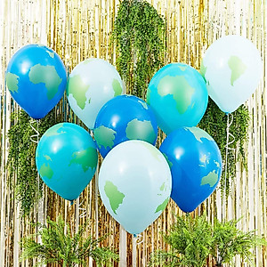 50 Pack Globe Balloons for Earth Day Decorations, Classroom Events, Around the World Party Supplies (12 In)