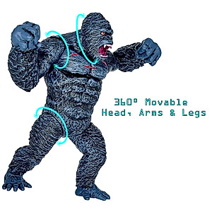 TwCare Giant King Kong vs Godzilla Attack Action Figure 11” Movie Series Fight Mode Gorilla Ape Solid Wild, Travel Bag