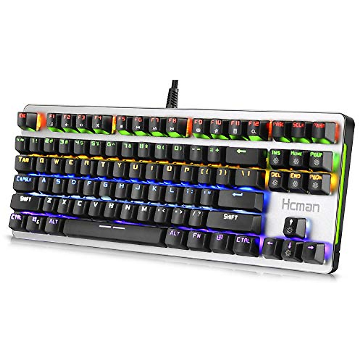 Hcman Mechanical Keyboard Blue Switches,21 LED Backlit Modes Gaming Keyboard,Metal Plate 100% Anti-ghosting for Computer PC & Mac Gamers (Silver)