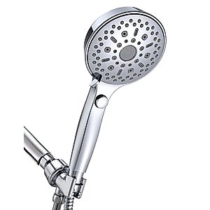 CTBOM 4.8" High Pressure Shower Head, 12 Spray Mode Handheld High Flow Rain Shower Head Anti-clog Nozzles with 60" Stainless Steel Hose and Adjustable Bracket, Detachable and Hydro jet 2.5GPM Chrome