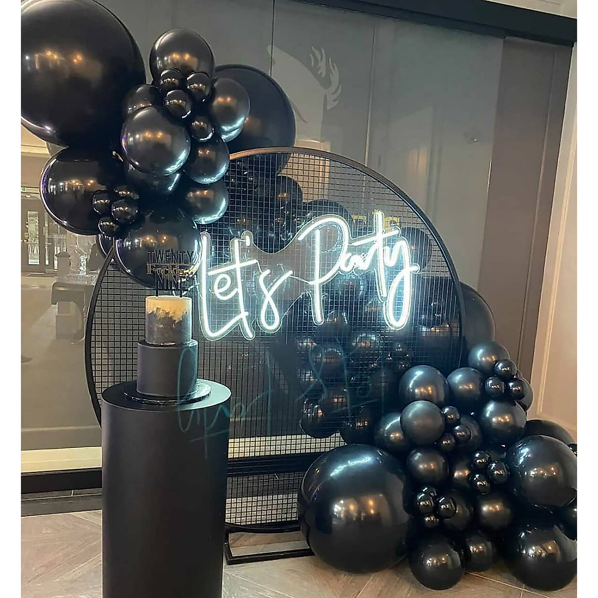 Oopat Matte Black Balloon Garland Arch Kit For Birthday Graduation Anniversary Halloween New Year Masculine Party Decoration (Black)