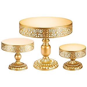 Tcomhk Gold Cake Stand Set-3 Pcs Gold Cupcake Stand-Gold Dessert Table Display Set Table Decoration Display Tower Plate for Baby Shower, Wedding, Birthday Party, Chrismas Celebration