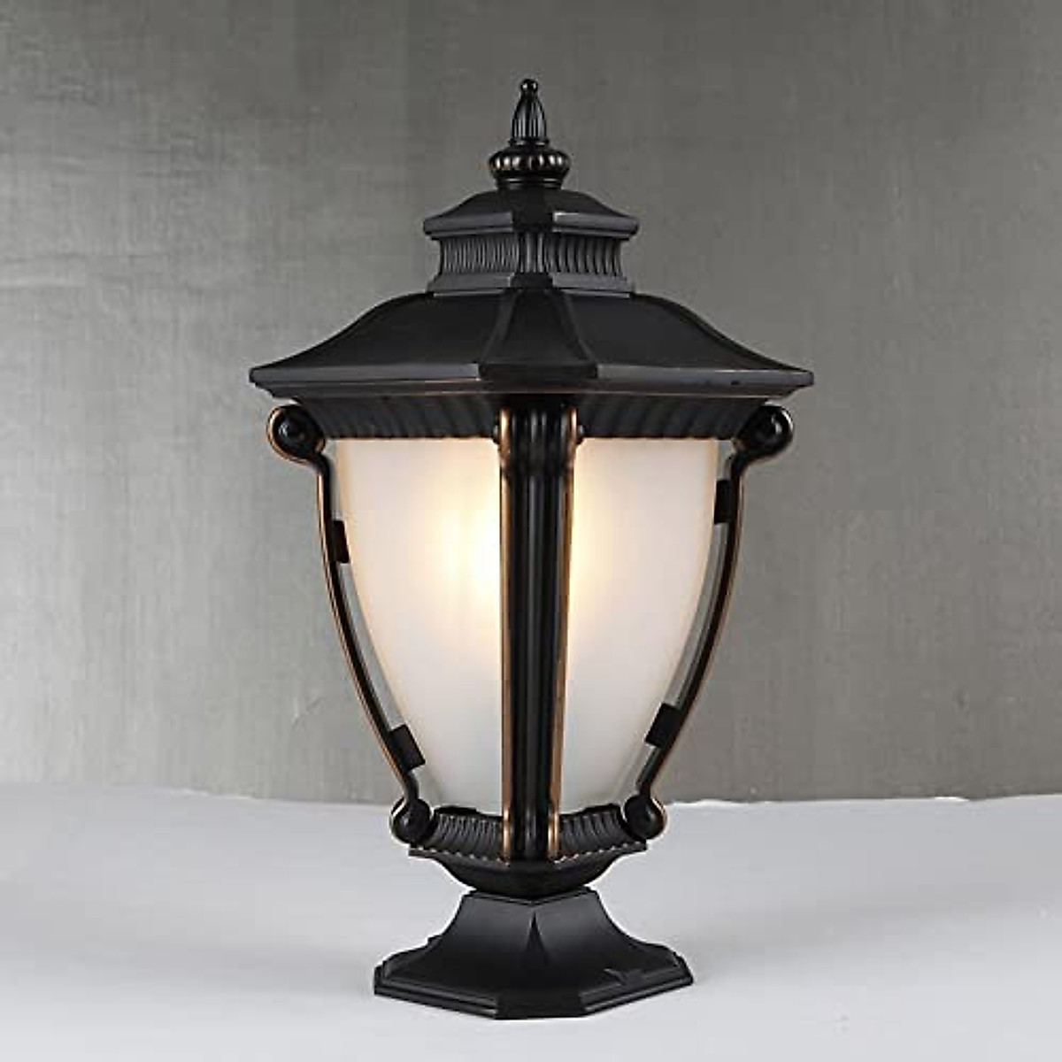 MODEBHD Continental Aluminum Bronze Glass Lantern Outdoor Table Lamp Column Light Aluminum IP54 Waterproof Villa Patio Park Garden Lawn Street Post Light E27 Decoration Illumination Bollard Lamps